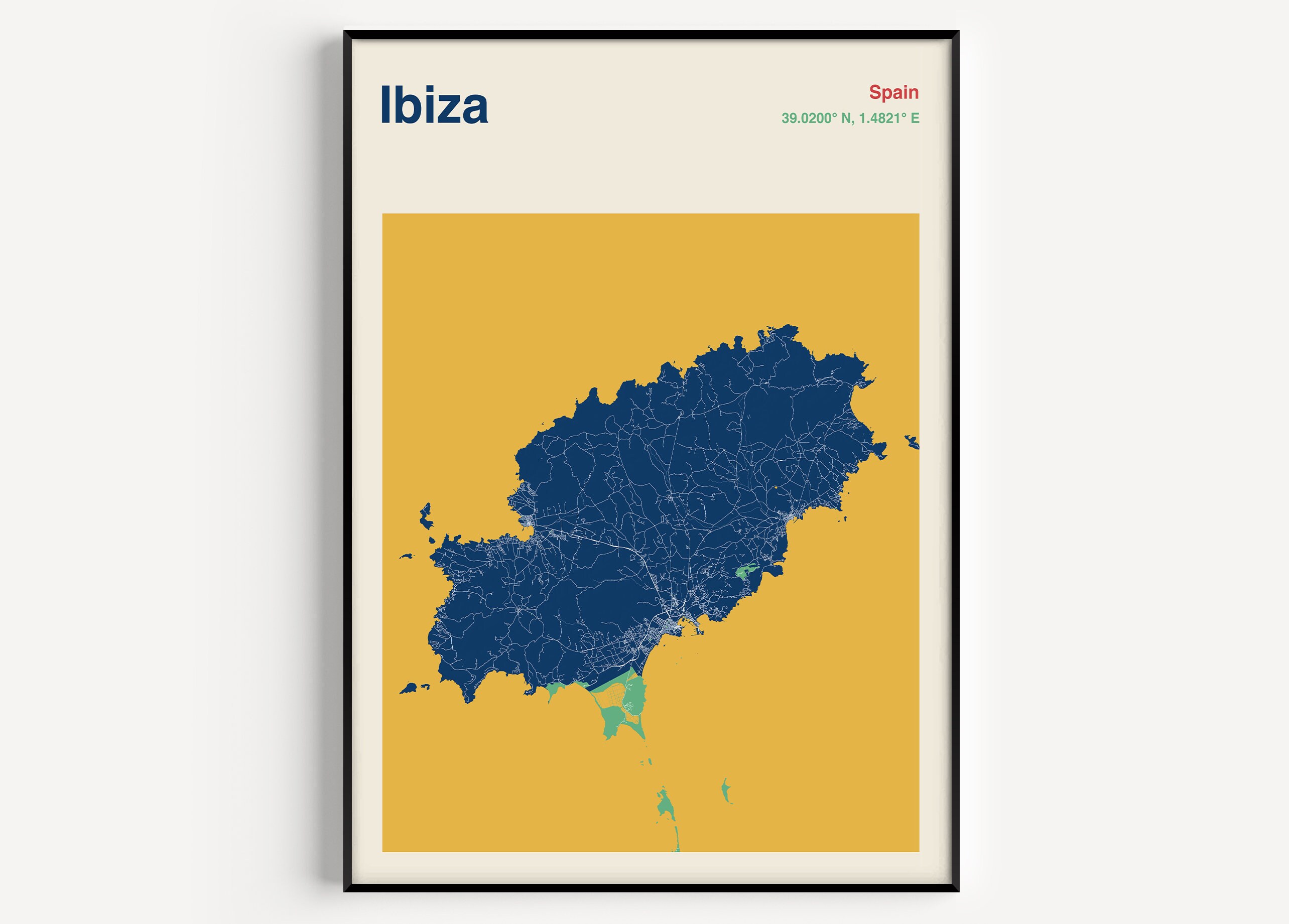 Ibiza Map Print Colour Ibiza Map Poster Pink Blue Ibiza Map | Etsy UK