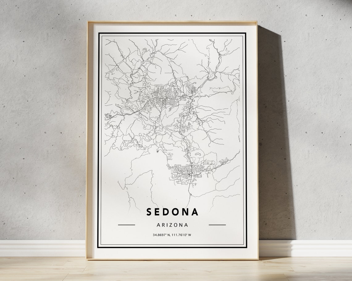 SEDONA AZ Map Print Sedona Map Poster Sedona Map Wall Art - Etsy