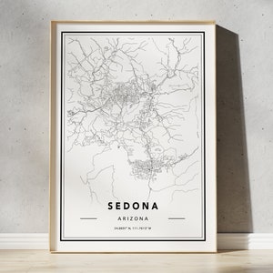 SEDONA AZ Map Print, Sedona Map Poster, Sedona Map Wall Art, Sedona Map ...