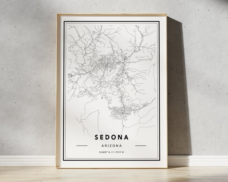 SEDONA AZ Map Print Sedona Map Poster Sedona Map Wall Art | Etsy
