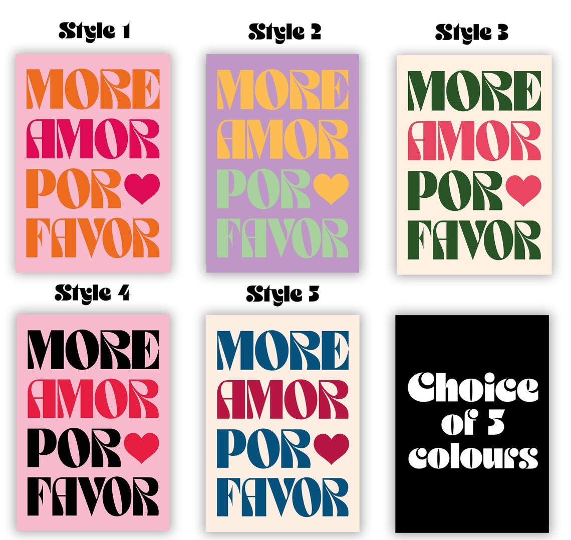 More Amor Por Favor Art Print: Trendy Spanish Quote, Maximalist Decor ...
