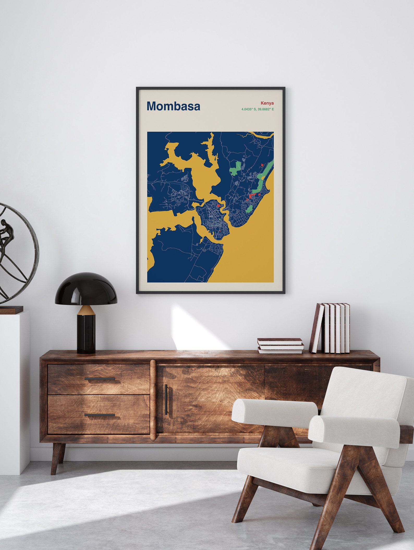 Mombasa Kenya Map Print Mombasa Map Poster Colour Map of - Etsy UK