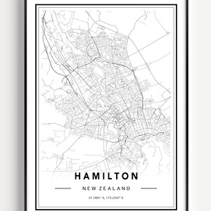 Hamilton NZ Map Print, Hamilton Map Poster, Hamilton New Zealand Map ...