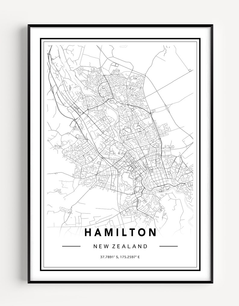 Hamilton NZ Map Print Hamilton Map Poster Hamilton New - Etsy