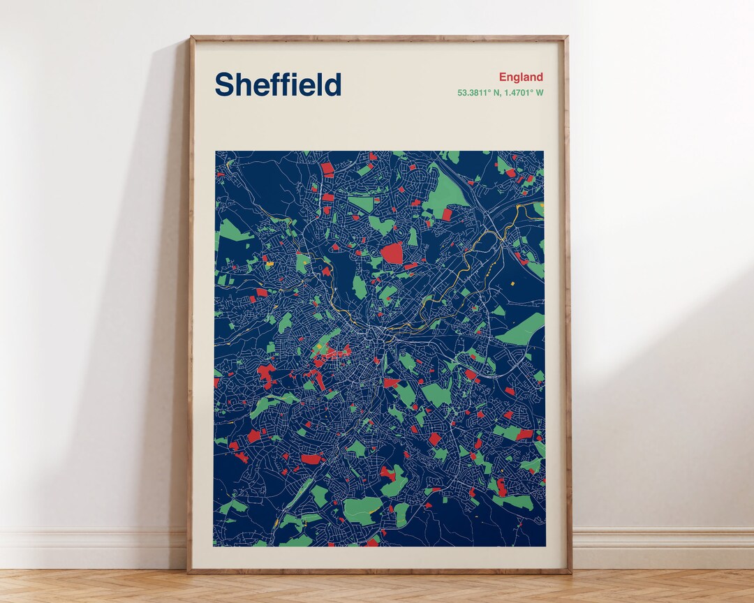 SHEFFIELD Map Print, Sheffield Map Poster, Sheffield Map Wall Art ...