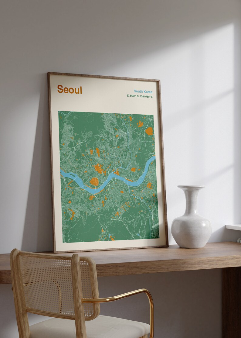 Seoul Map Print: South Korea City Street Art Poster - Etsy