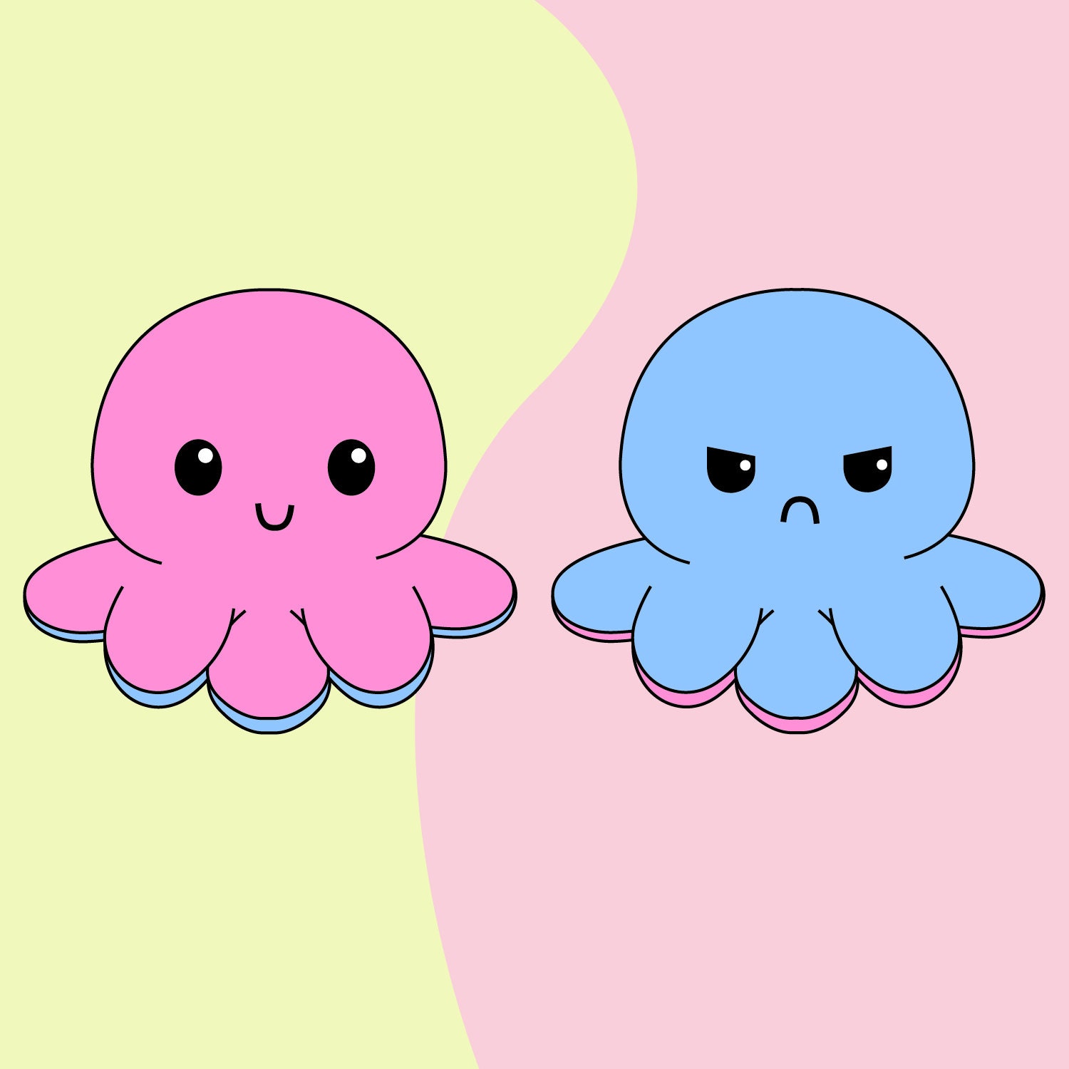 Reversible Octopus Downloadable File PINK and BLUE .pdf/.svg/.ai/.jpeg ...