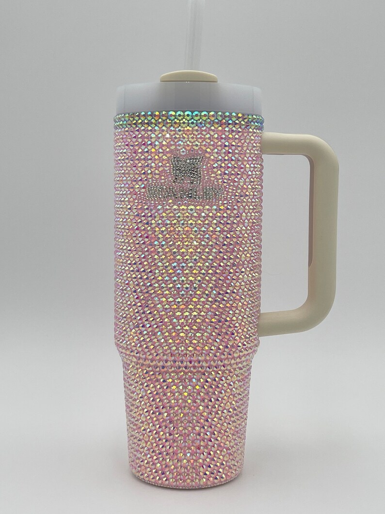 Stanley Cup Pink Fully Rhinestone Water Cup Cute Bling Bottle Insulated ...