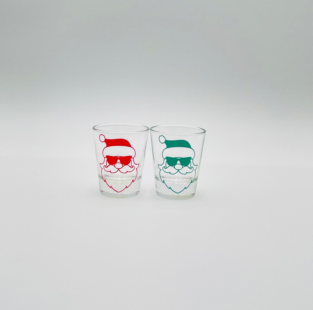 Santa Claus Christmas Shot Glass Cute Festive Holiday Party Outline ...