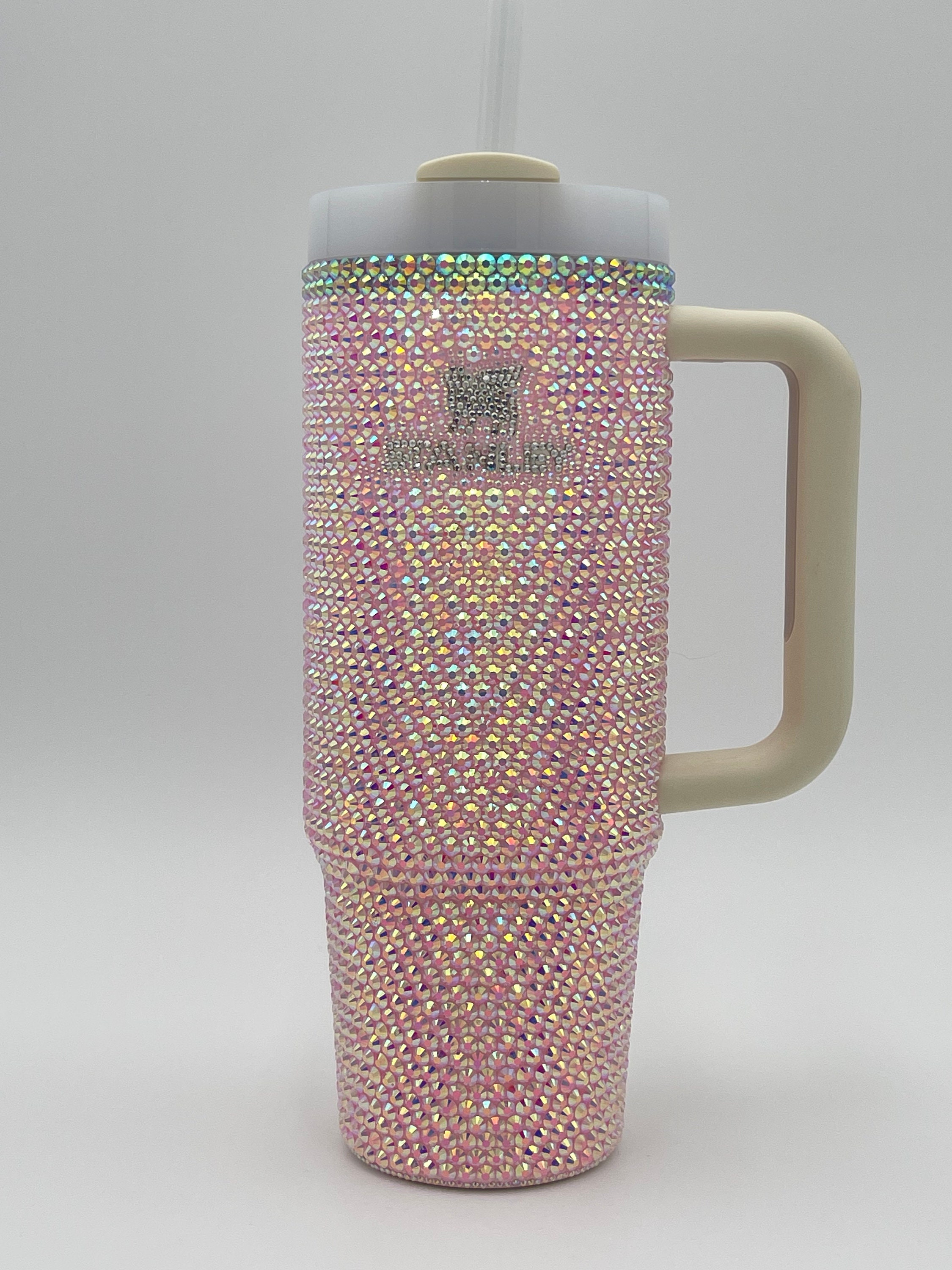 Stanley Cup Pink Fully Rhinestone Water Cup Cute Bling Bottle Insulated ...
