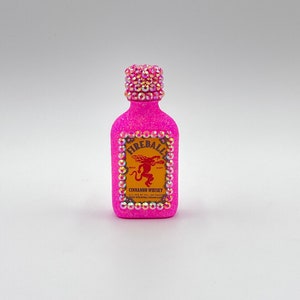 Fireball Cinnamon Whiskey Mini 50ml Empty Pink Glittered Rhinestone ...