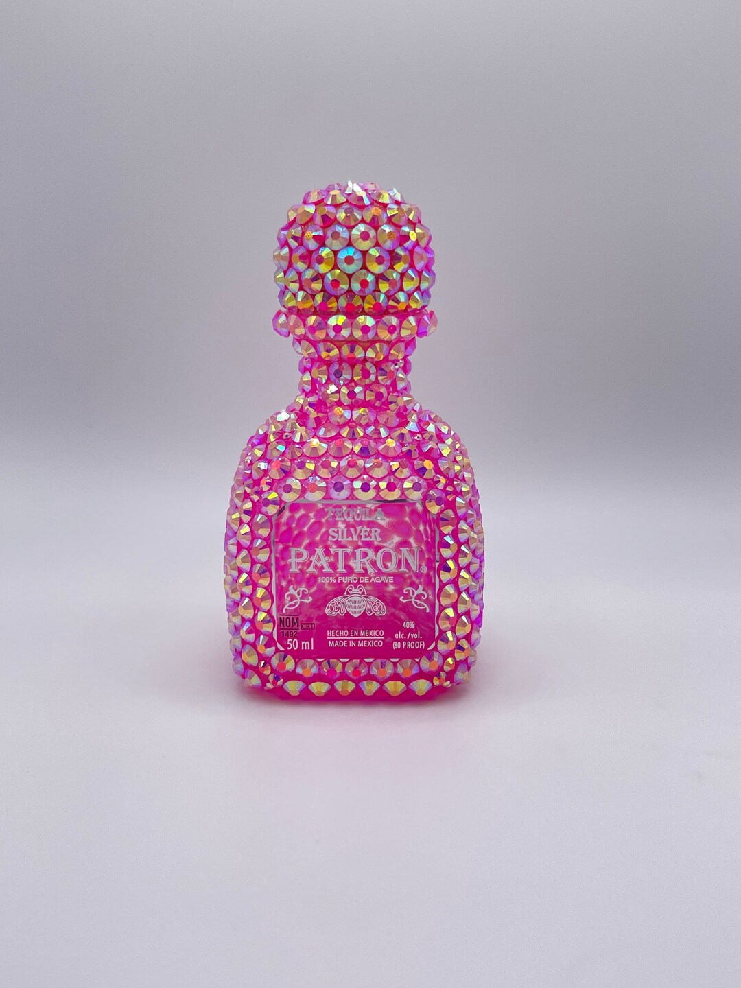 Pink Patron Silver Tequila Cute Mini 50ml Empty Custom Liquor Bling ...