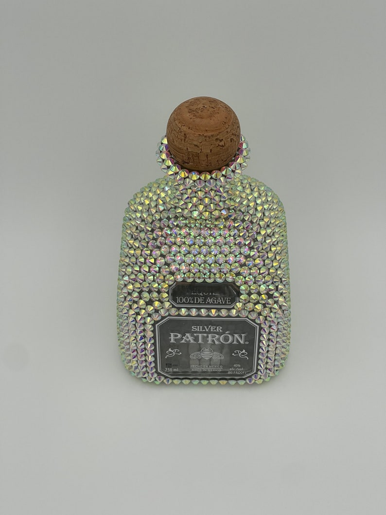 Patron Silver Iridescent 750ml Empty Bling Bottle Custom Liquor Bottle ...