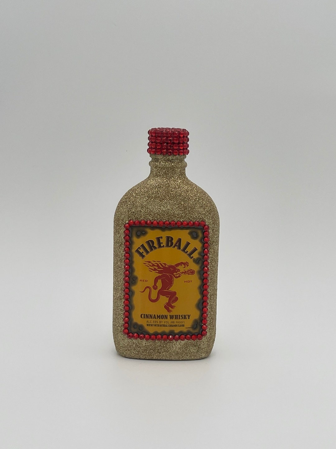 Fireball Whiskey 375ml Custom Empty Glittered Bling Bottle Liquor ...