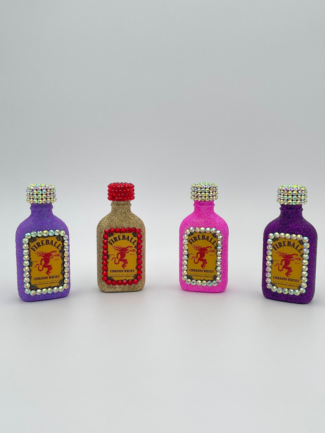 Fireball Cinnamon Whiskey Mini 50ml Empty Glittered Rhinestone Cute Bling Bottle Glam Bottle Etsy