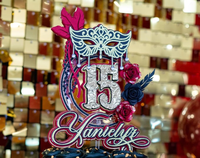 Masquerade Cake Topper Birthday Party Cake Decoration Decorations ...