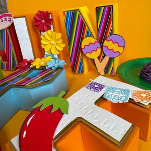 Fiesta Themed 3D Letters for Birthday Table Decorations or Room Decor ...