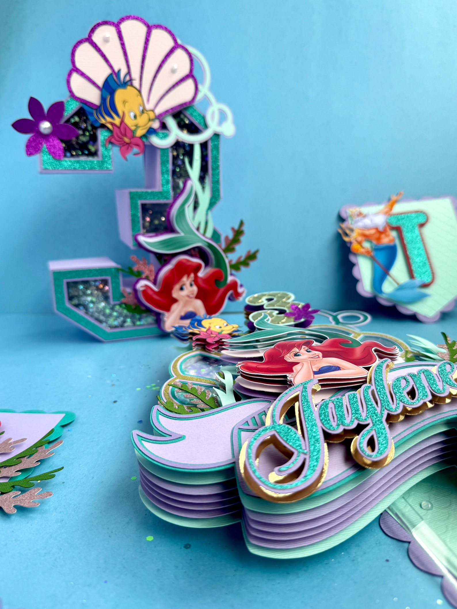 Little Mermaid Light up Cake Topper Mermaid Decoration for Cake Mermaid ...