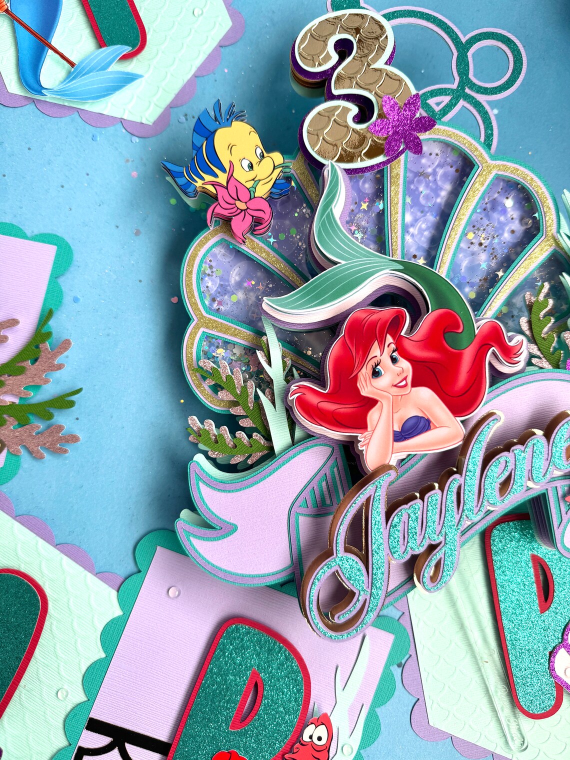 Little Mermaid Light up Cake Topper Mermaid Decoration for Cake Mermaid ...