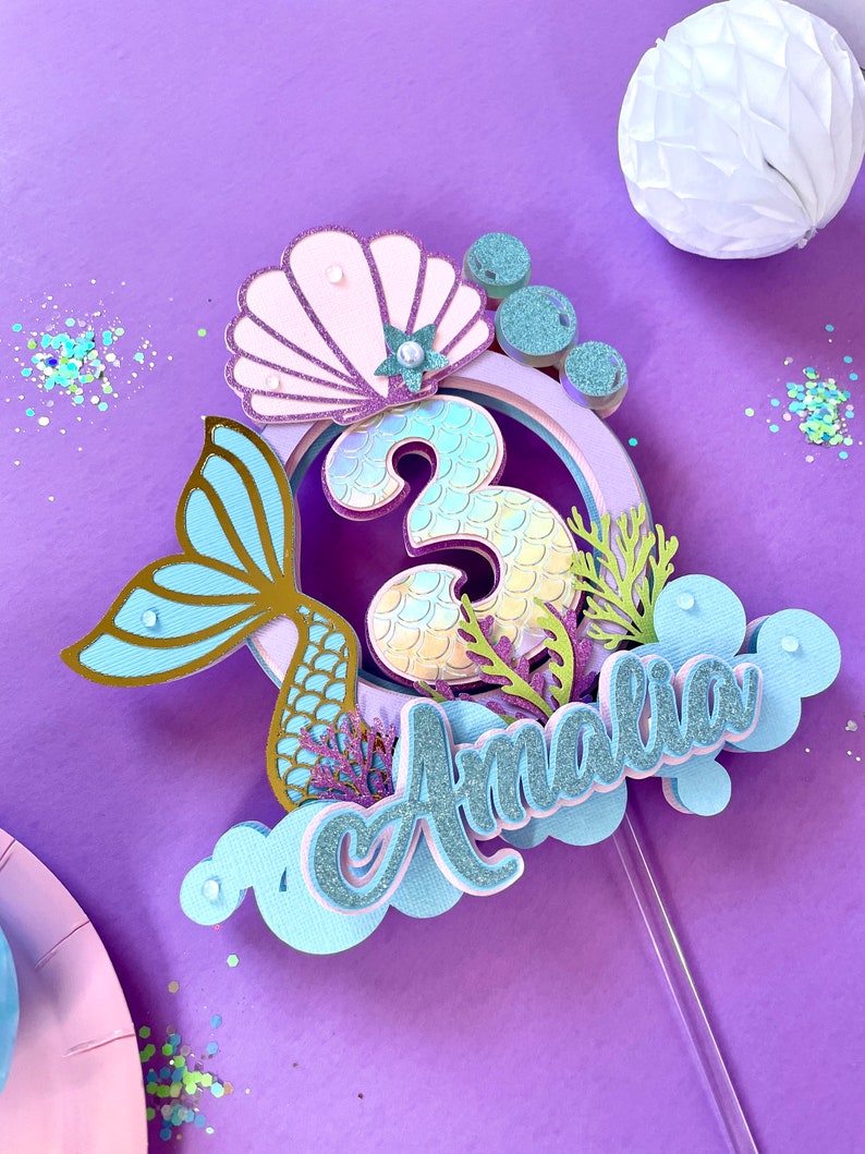 Mermaid Cake Topper, Mermaid Cake Topper, Mermaid Birthday Party ...