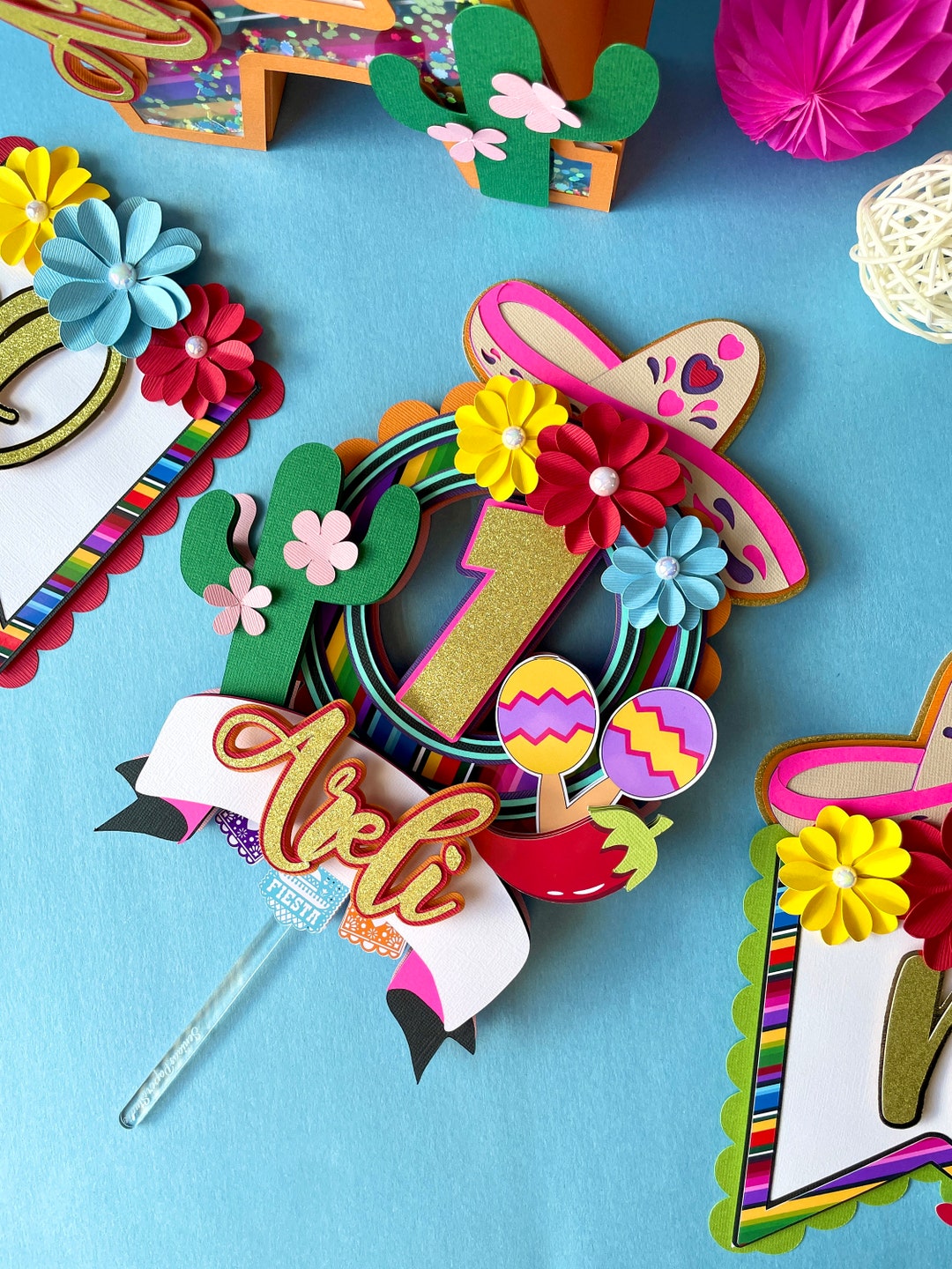 Fiesta Cake Topper Fiesta Party Decorations Cinco De Mayo Birthday Cake ...