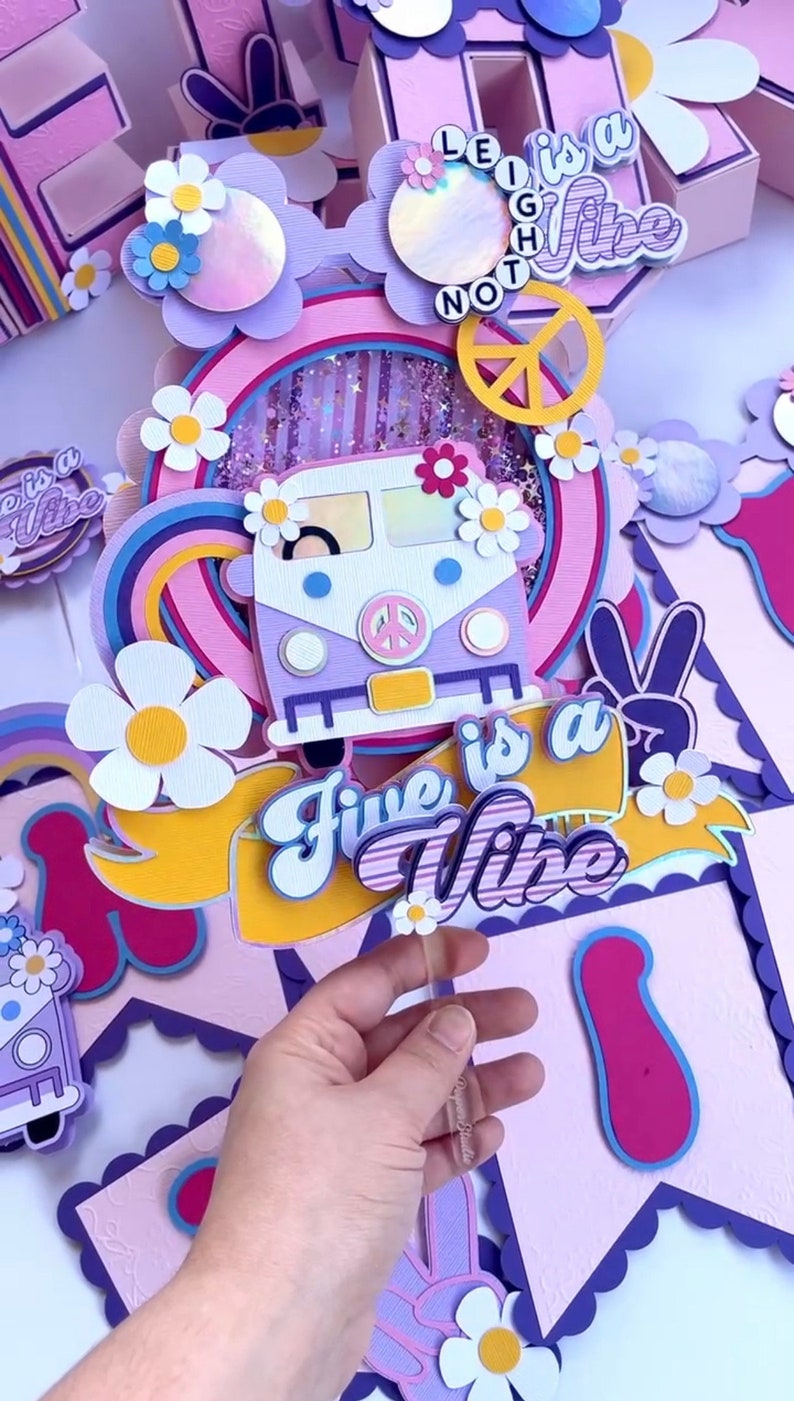 Groovy Cake Topper Five is a Vibe Cake Topper Two Groovy - Etsy