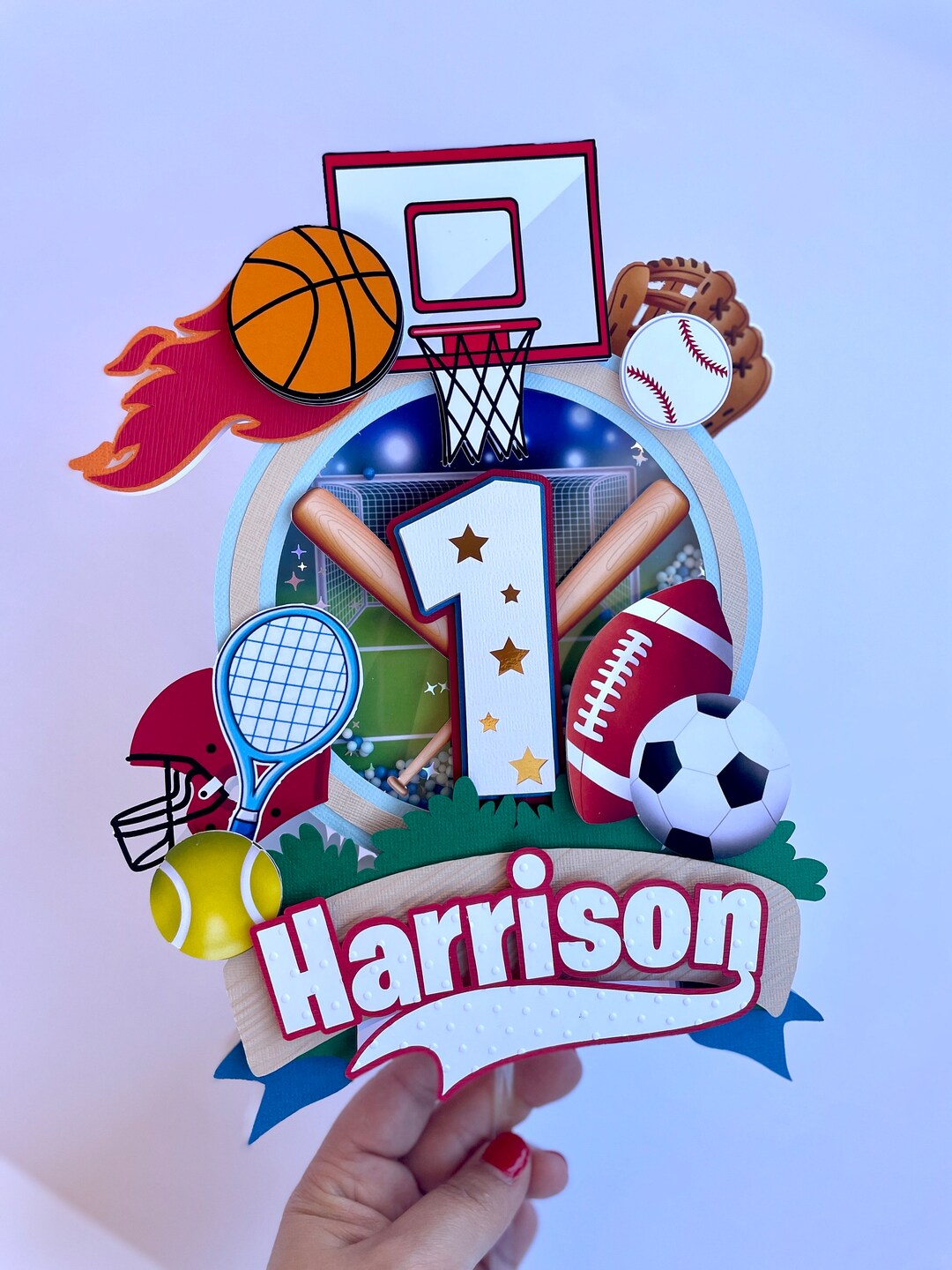 Sports Cake Topper, Sports Birthday Party Decorations, Basketball Cake ...