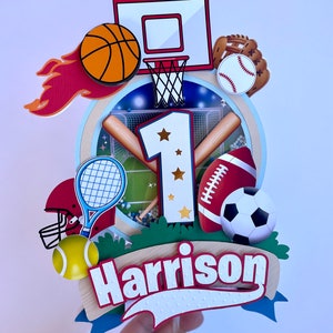 Sports Cake Topper, Sports Birthday Party Decorations, Basketball Cake ...