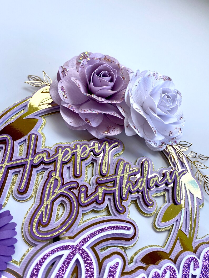 Roses Cake Topper Happy Birthday Floral Cake Topper Rose - Etsy