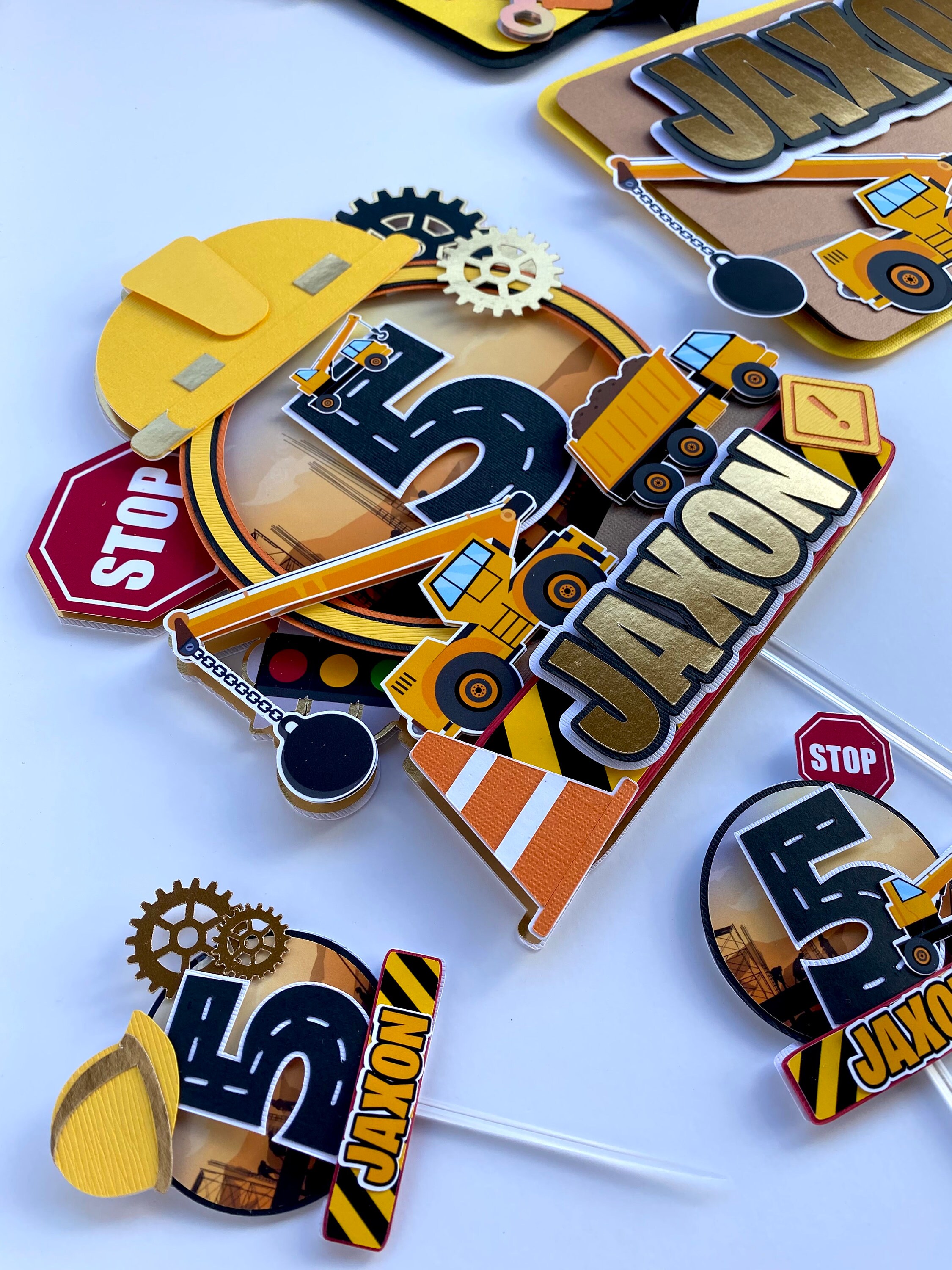 Construction Light up Cake Topper, Construction Cupcake Toppers ...