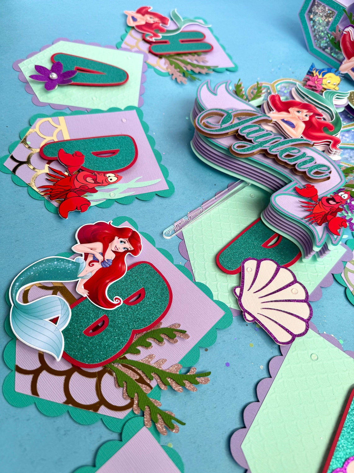 Little Mermaid Light up Cake Topper Mermaid Decoration for Cake Mermaid ...