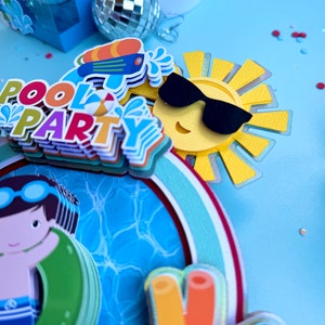 Pool Party Cake Topper for Cake Decorations, Birthday Pool Party ...