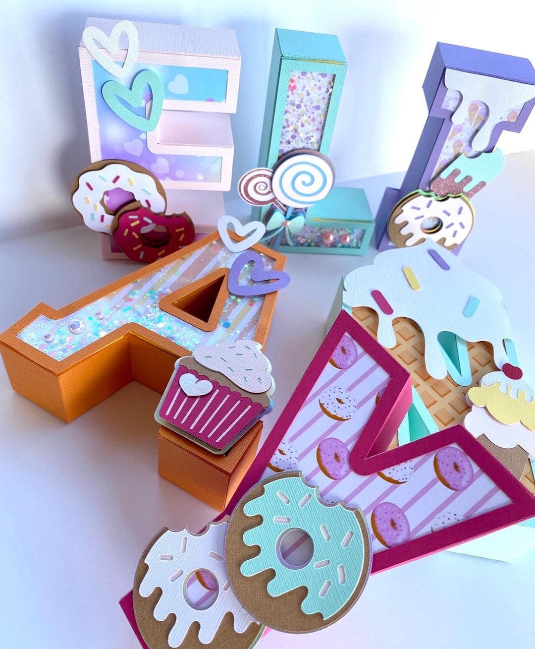 Sweets Birthday Party Table Decorations 3D Personalized Name for Cake ...