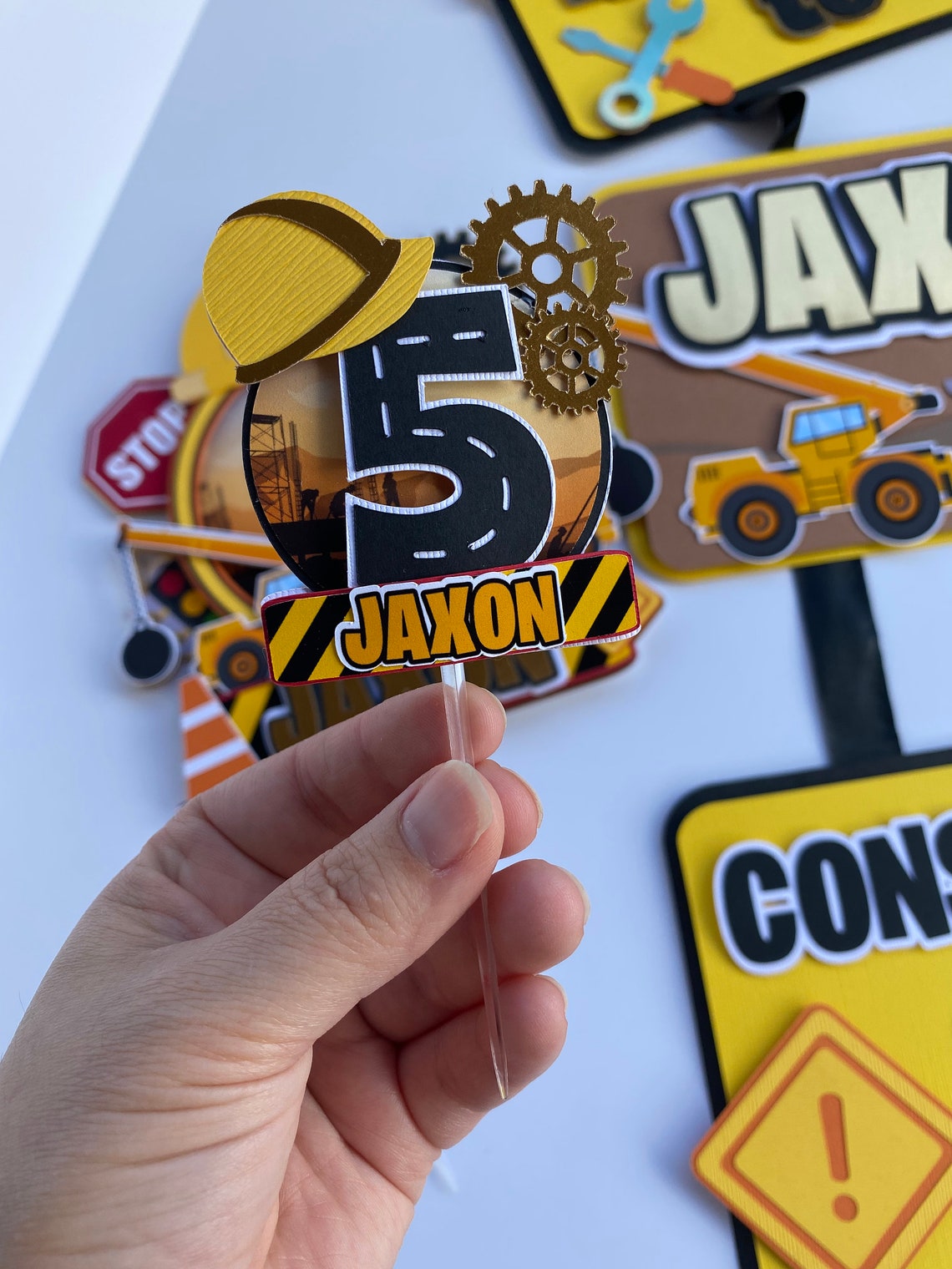 Construction Light up Cake Topper Construction Cupcake - Etsy