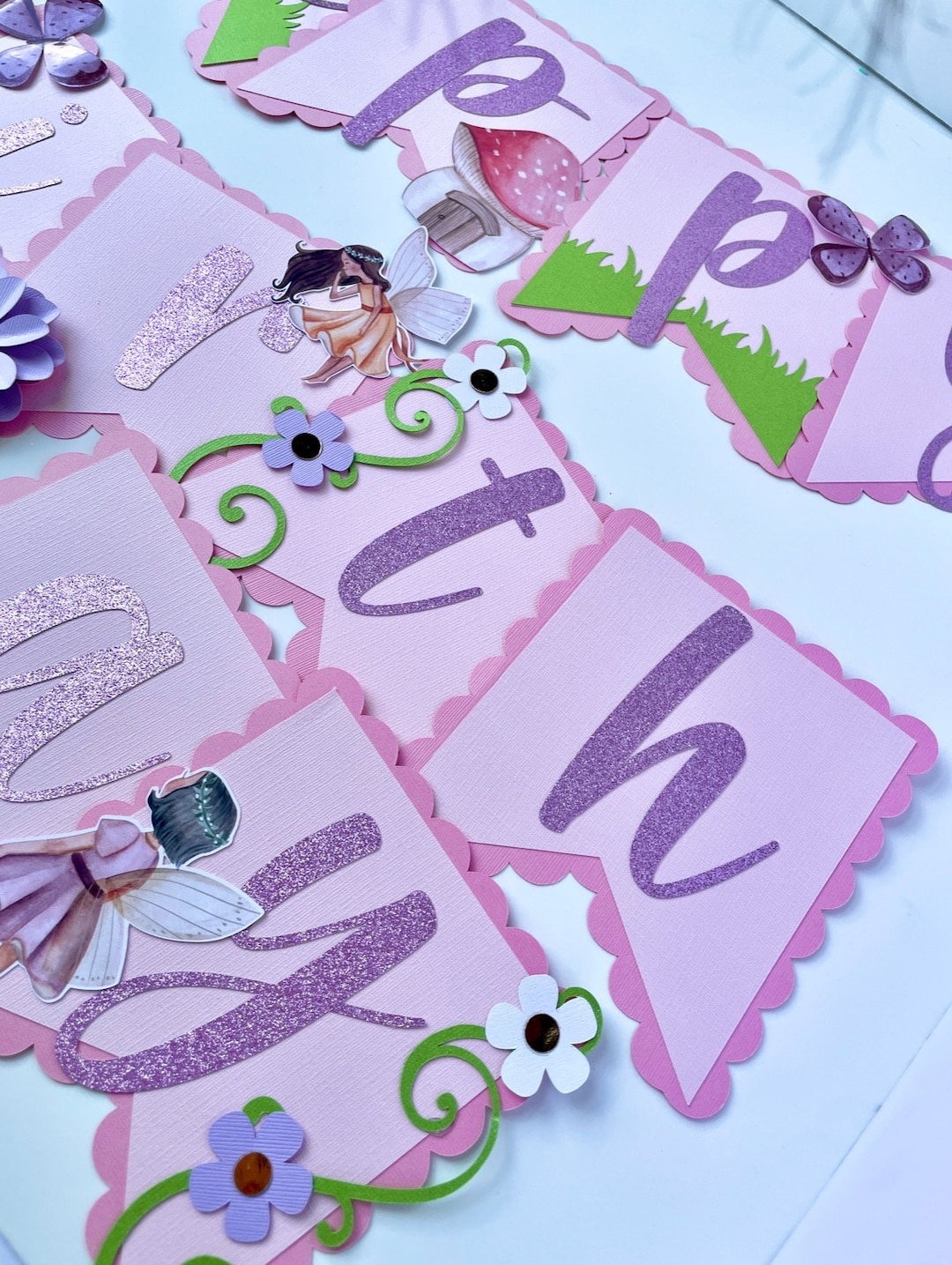 Fairy Themed Birthday Banner Happy Birthday Sign for Wall Fairy First ...