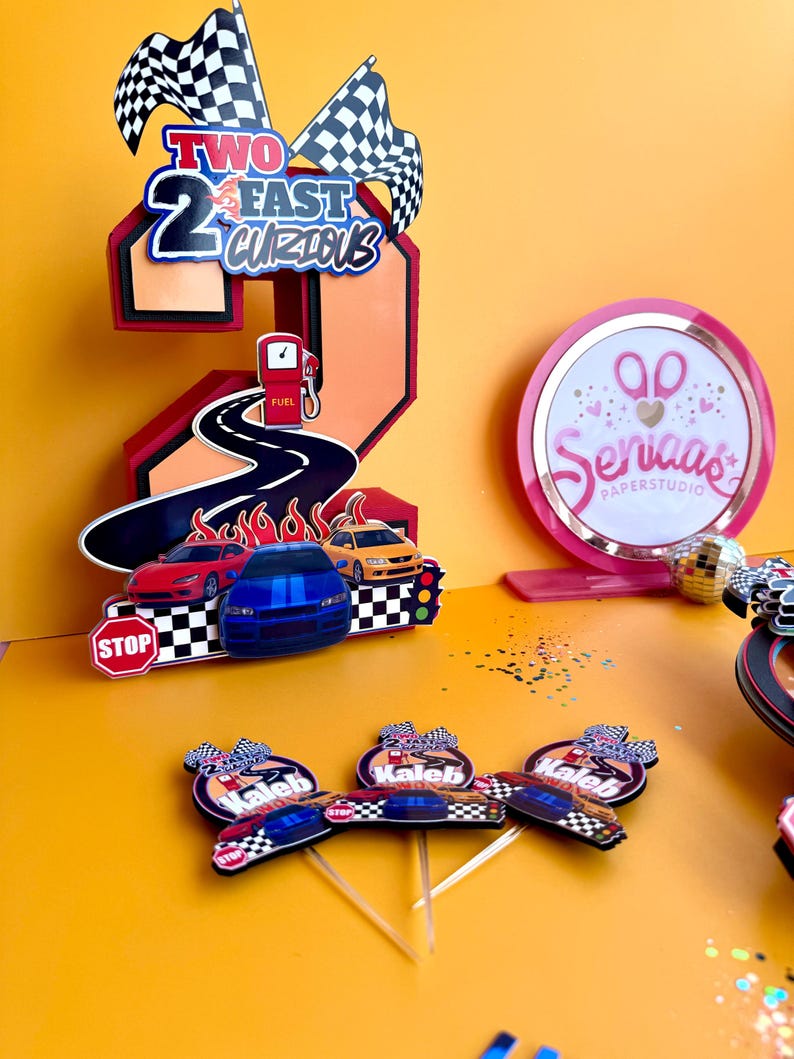 Two Fast 2 Curious Cake Topper, Cupcake Toppers, 3D Number, Favor Bags ...