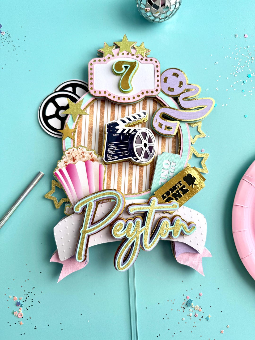 Movie Night Cake Topper, Cinema Cake Topper, Movie Theater Party ...