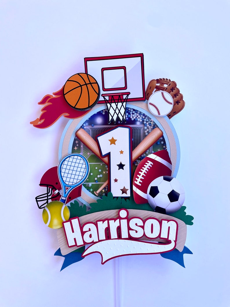 Sports Cake Topper, Sports Birthday Party Decorations, Basketball Cake ...