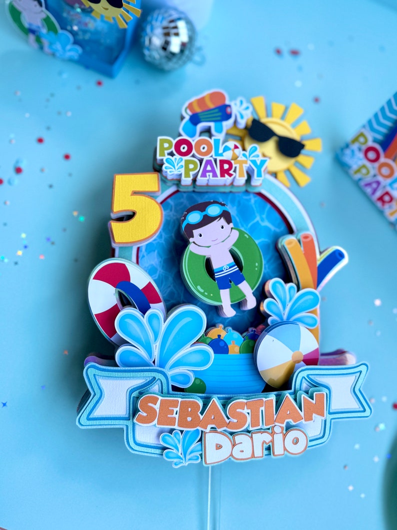 Pool Party Cake Topper for Cake Decorations, Birthday Pool Party ...