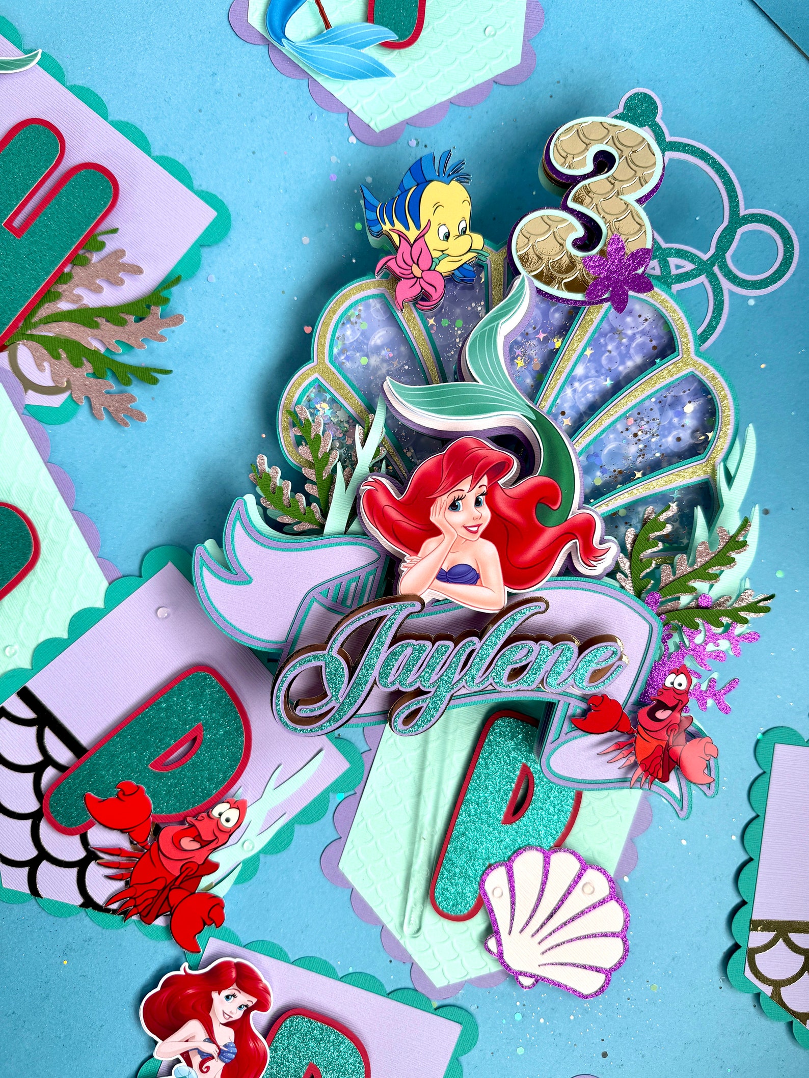 Little Mermaid Light up Cake Topper Mermaid Decoration for Cake Mermaid ...
