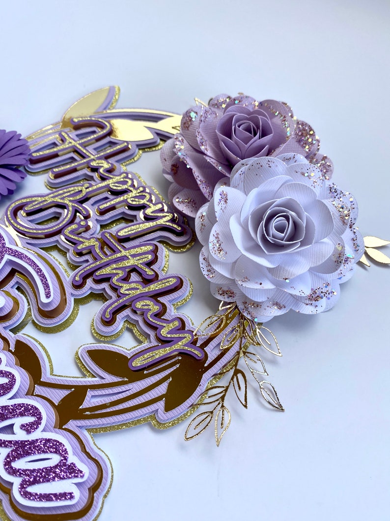 Roses Cake Topper Happy Birthday Floral Cake Topper Rose - Etsy