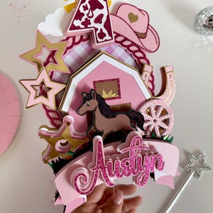 Pink Cowgirl Farm Cake Topper, Cowgirl Birthday Party Decorations ...