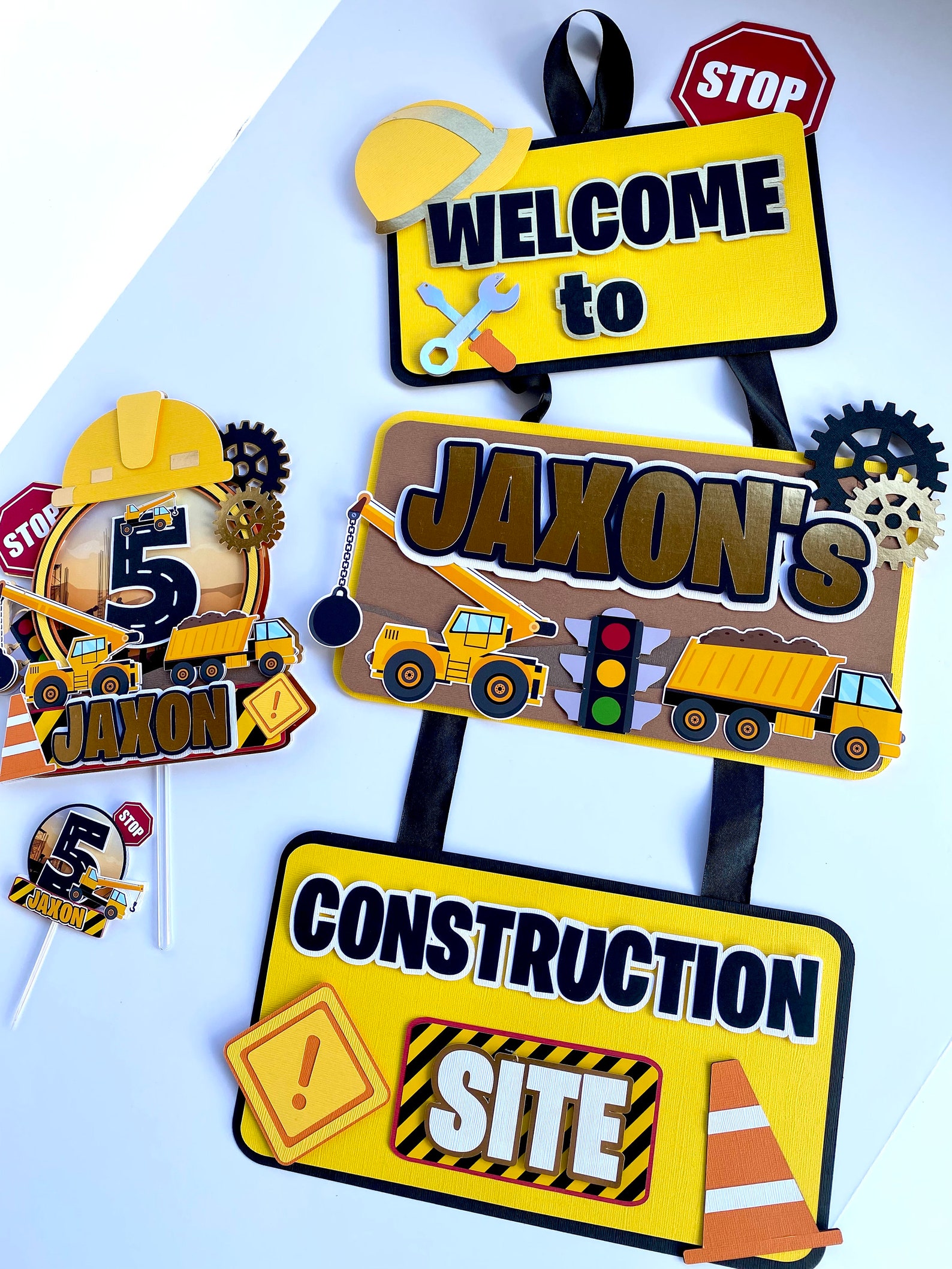 Construction Light up Cake Topper, Construction Cupcake Toppers ...