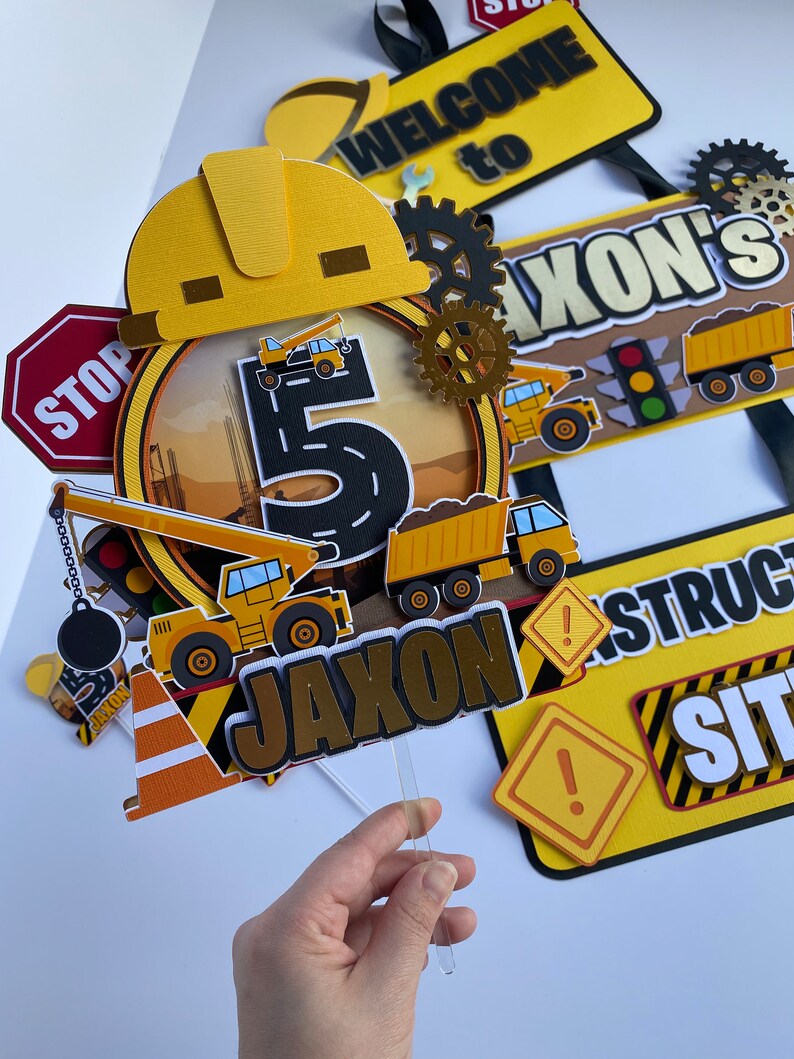 Construction Light up Cake Topper, Construction Cupcake Toppers ...
