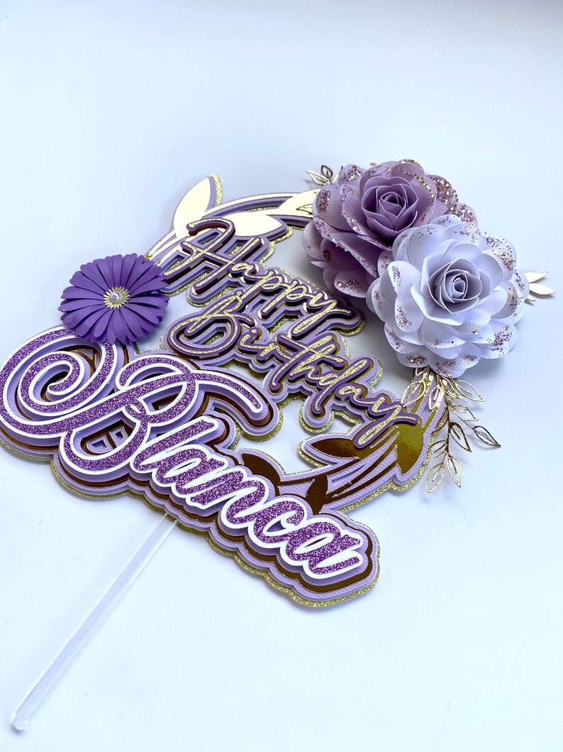 Roses Cake Topper Happy Birthday Floral Cake Topper Rose - Etsy