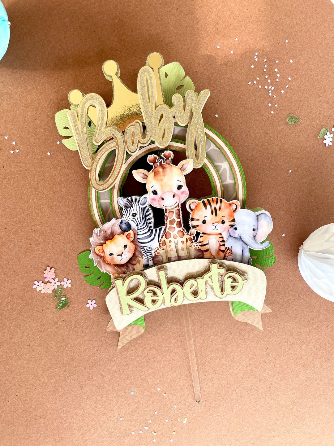 Safari Cake Topper, Safari Baby Shower Cake Decoration, Safari Baby ...