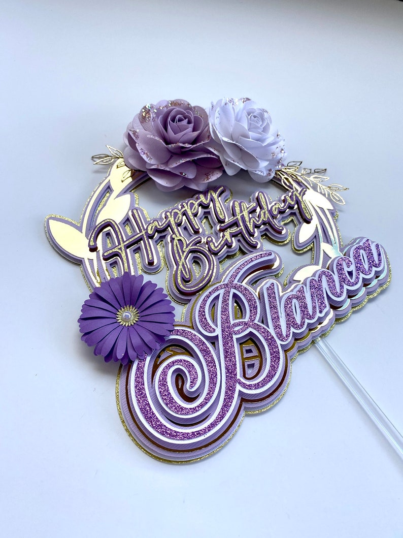 Roses Cake Topper Happy Birthday Floral Cake Topper Rose - Etsy