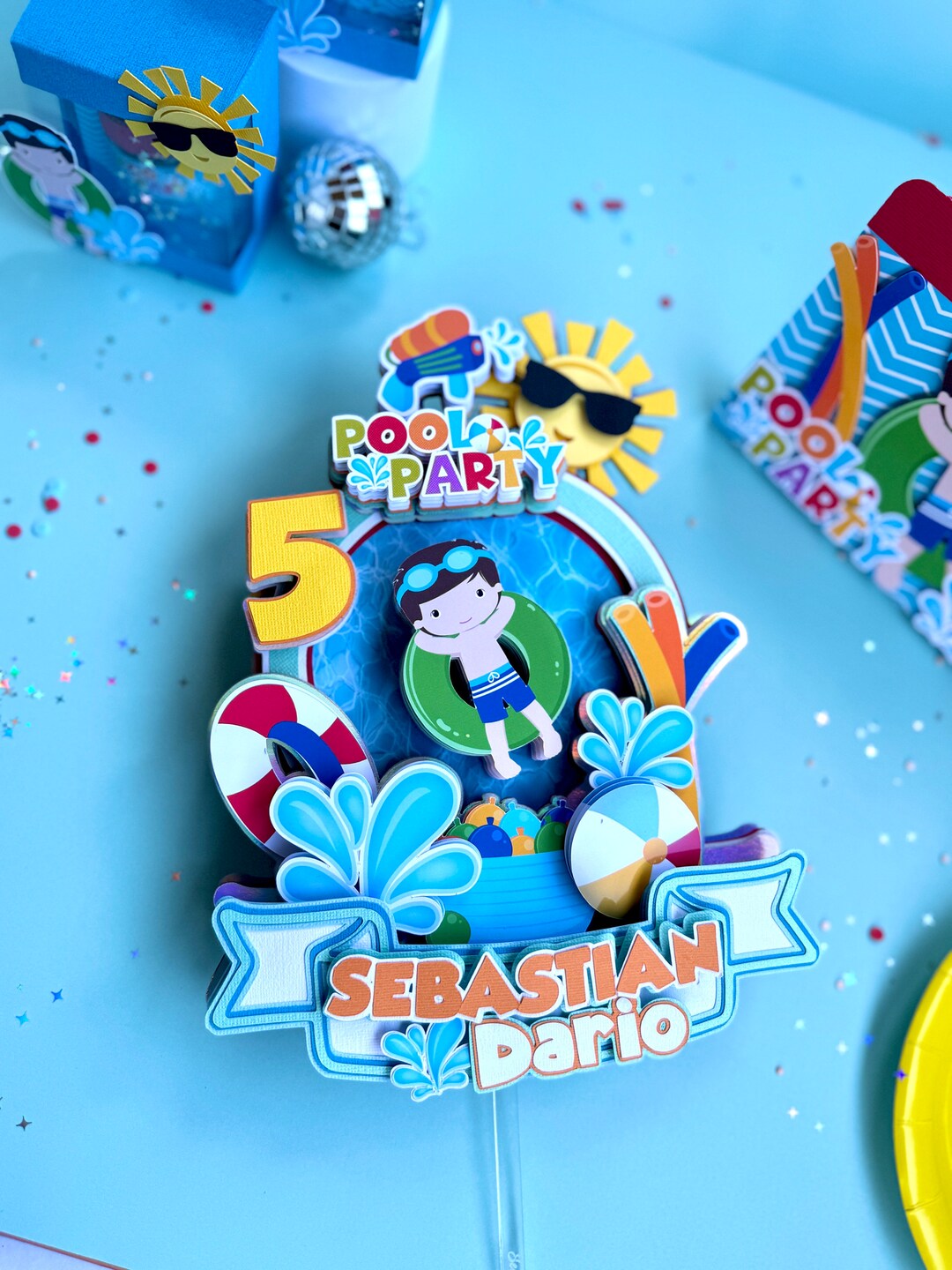Pool Party Cake Topper for Cake Decorations, Birthday Pool Party ...
