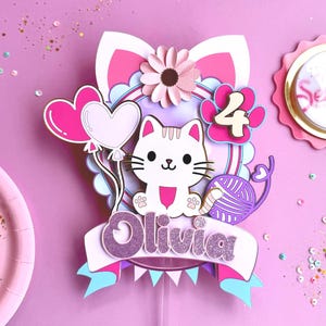Cat Cake Topper, Kitty Birthday Party, Cat Decorations for Cake - Etsy