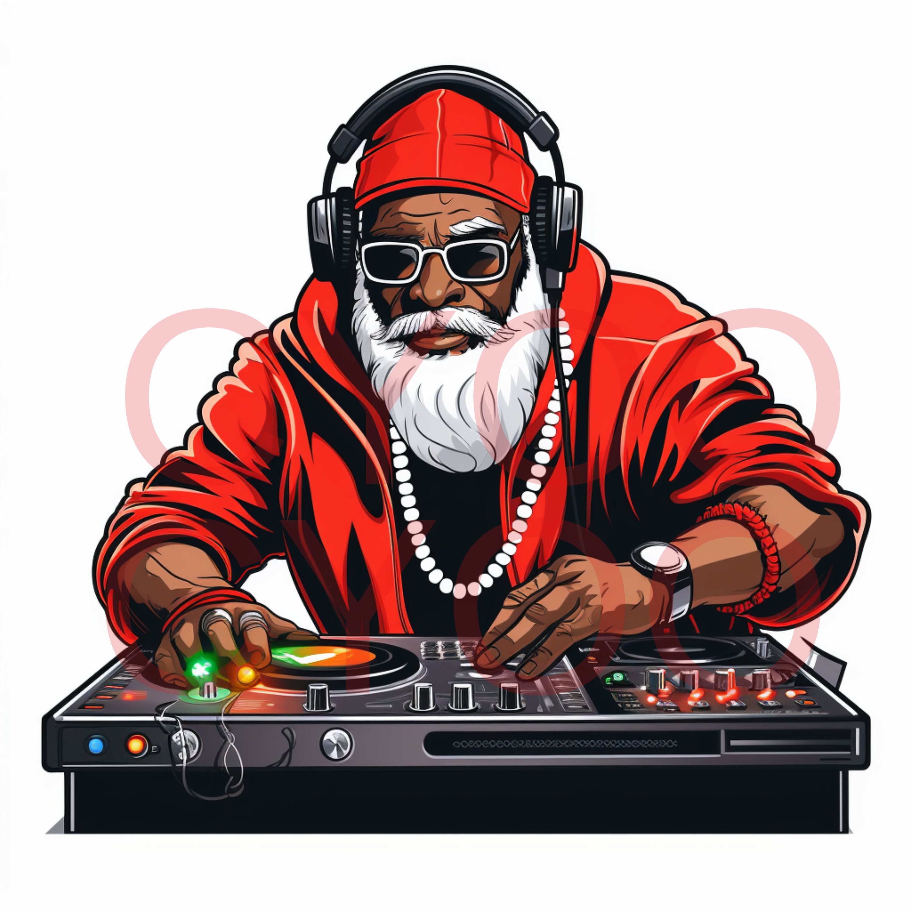 DJ Santa Claus Clipart: Christmas Card & Flyer Design (PNG, JPG) - Etsy